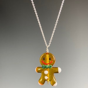 Gingerbread Man Pendant Necklace - Gingerbread Jewelry - Holiday ...