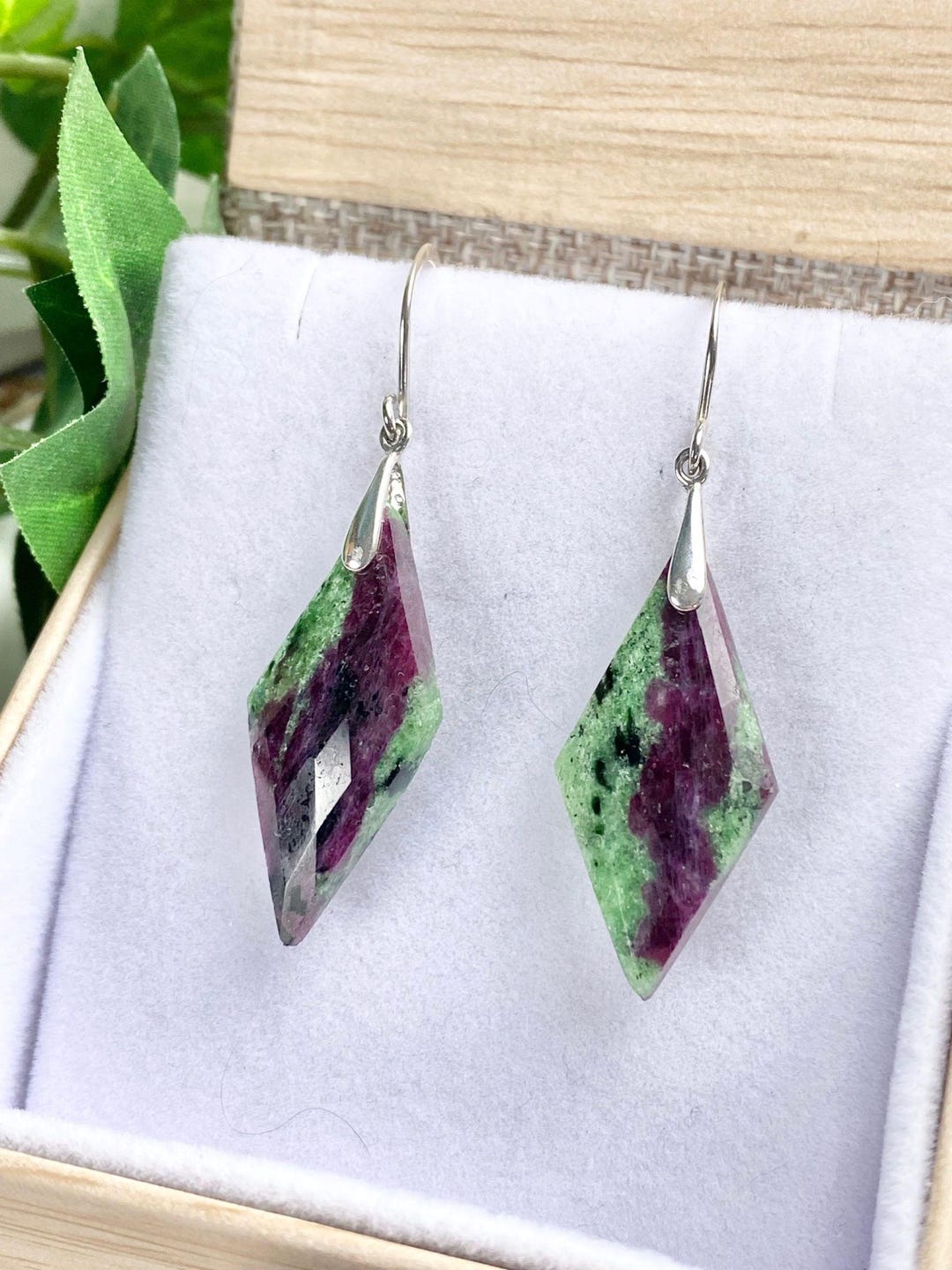 Ruby Zoisite Earrings - Ruby Jewelry - Gemstone Jewelry - Ruby Green - Etsy
