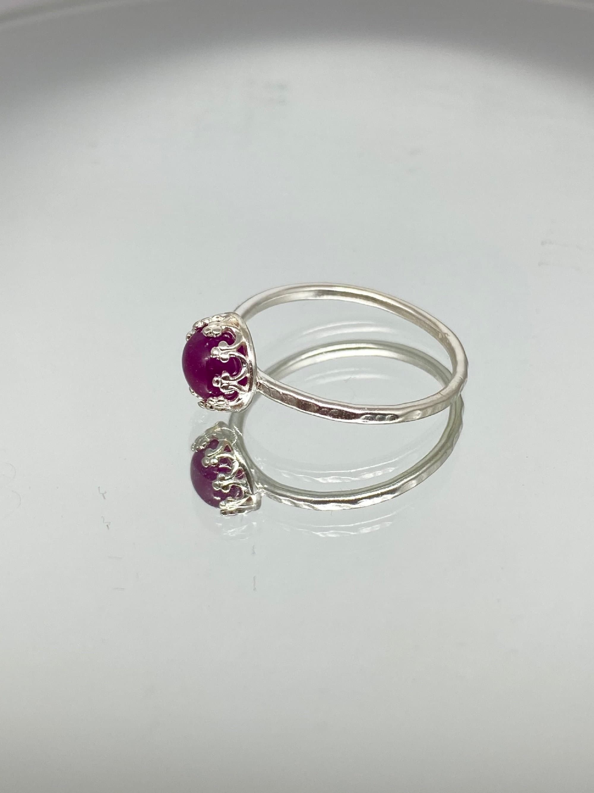 Ruby Ring Ruby Jewelry Sterling Silver Ring Dainty Ruby | Etsy