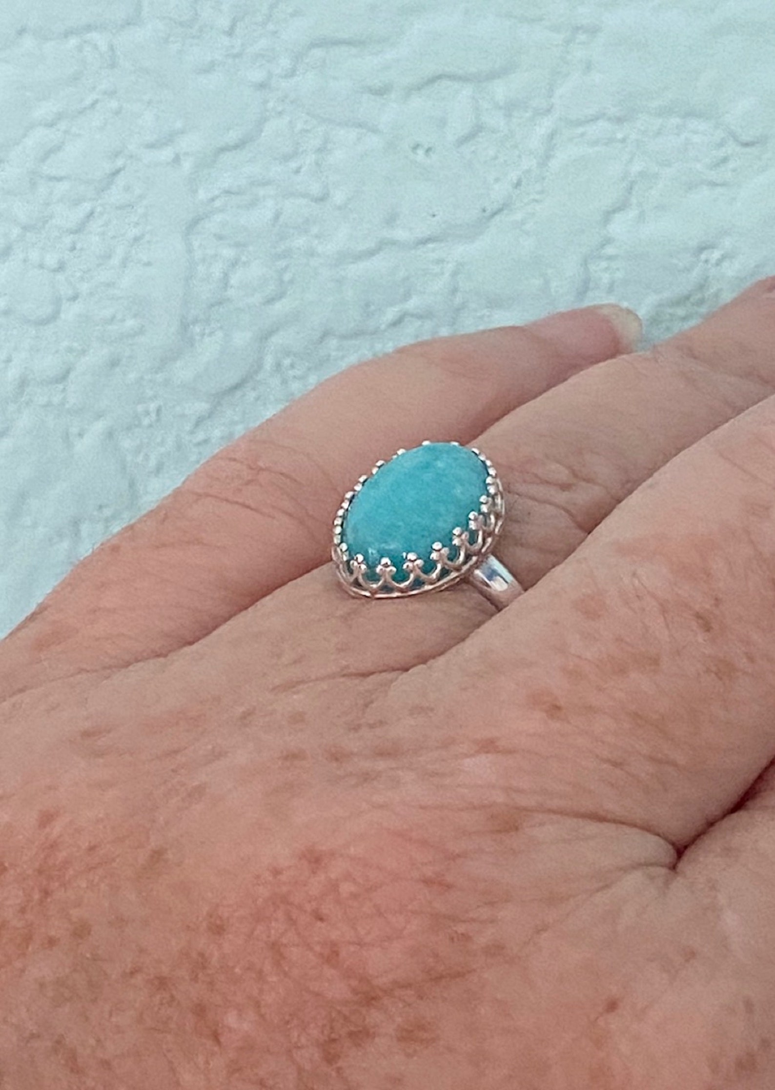 Blue Amazonite Sterling Silver Ring Amazonite Jewelry | Etsy