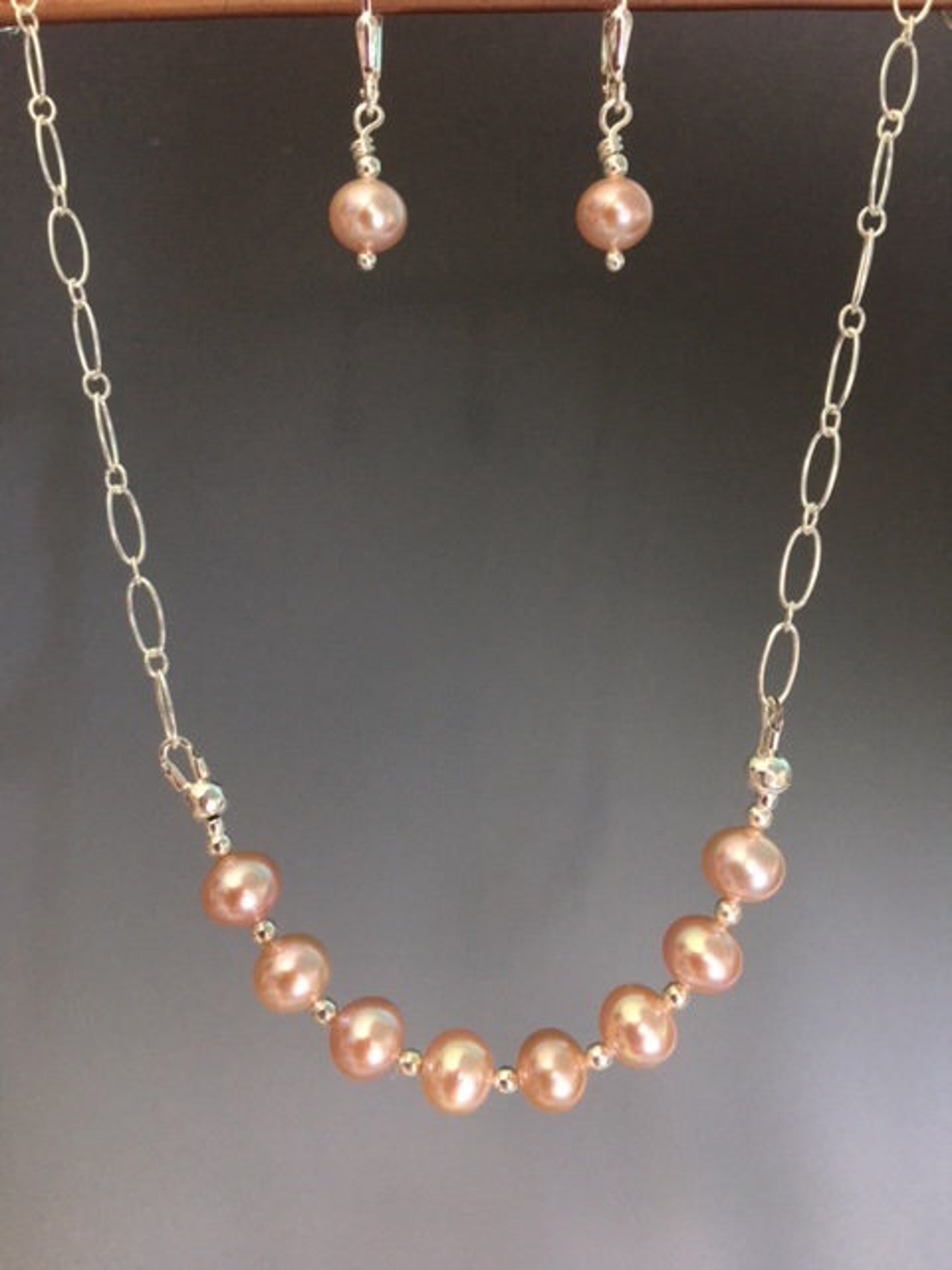 Ballet Pink Pearl Necklace Set - Pearl Jewelry - Bridal Jewelry ...
