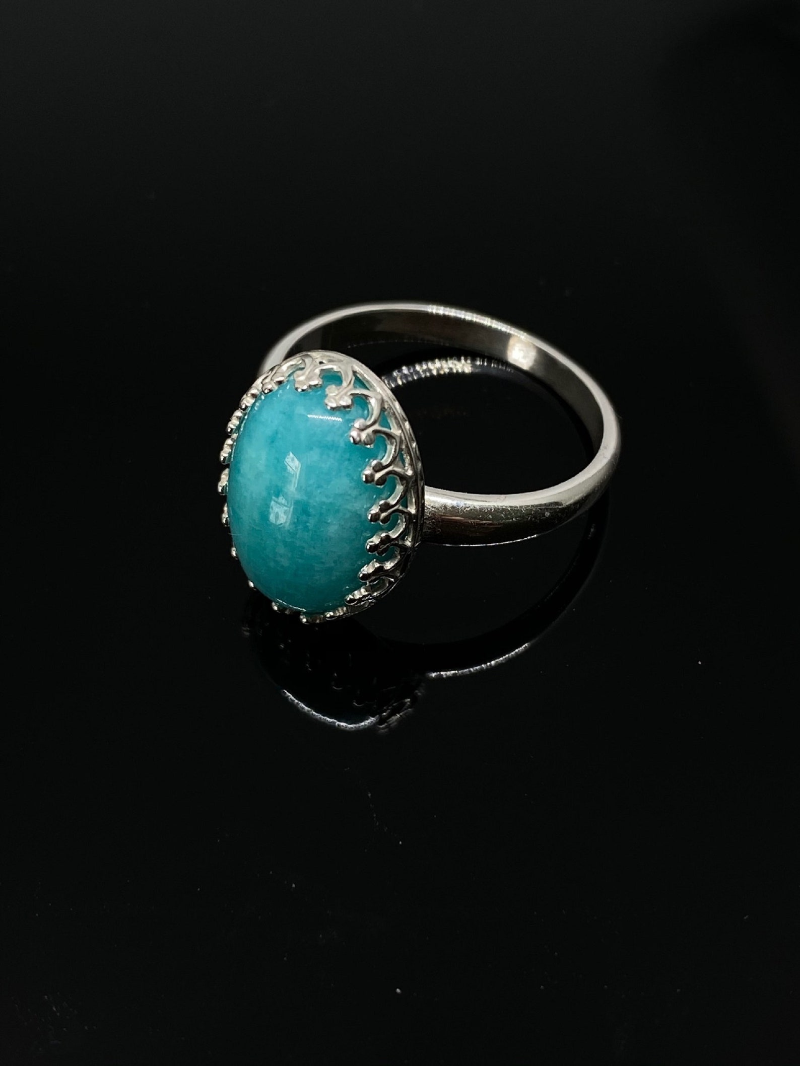 Blue Amazonite Sterling Silver Ring Amazonite Jewelry | Etsy