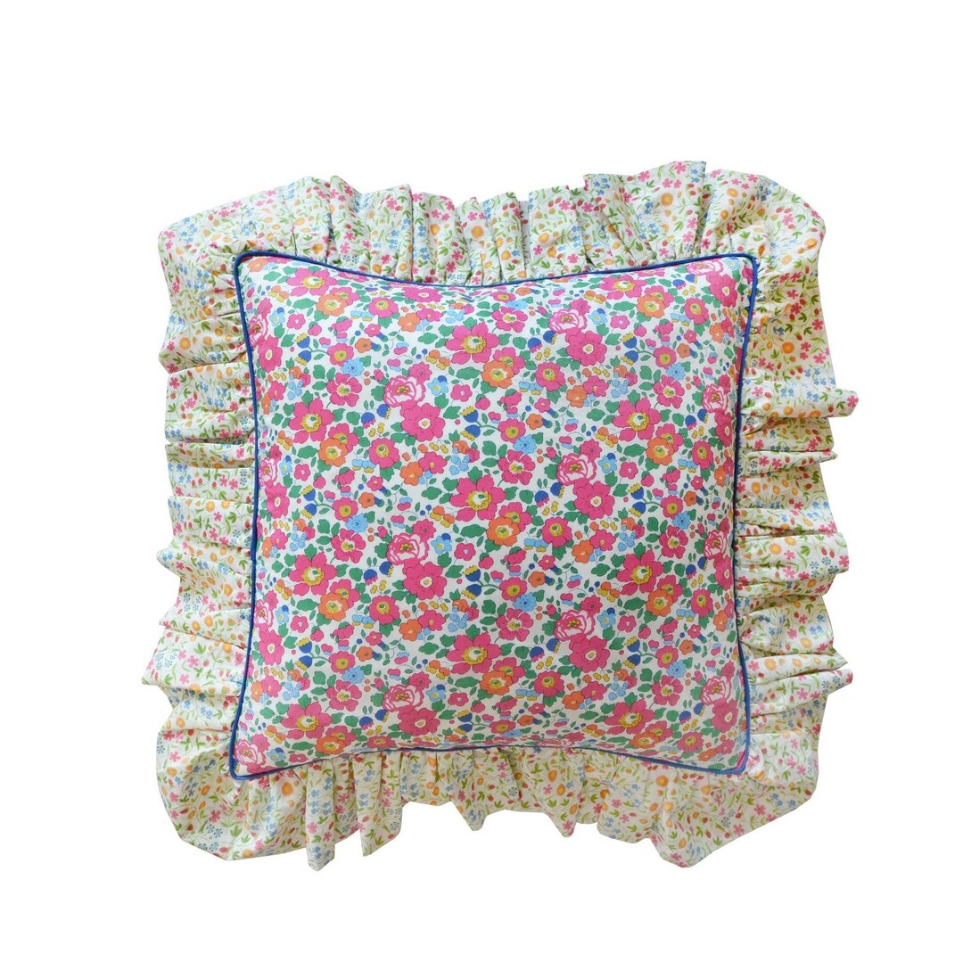 Piped Ruffle Cushion Made With Liberty Fabric Betsy Deep Pink & Little ...