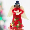 Handmade Felt Black Angel Tree Topper Holding White Dove-hand Felted ...