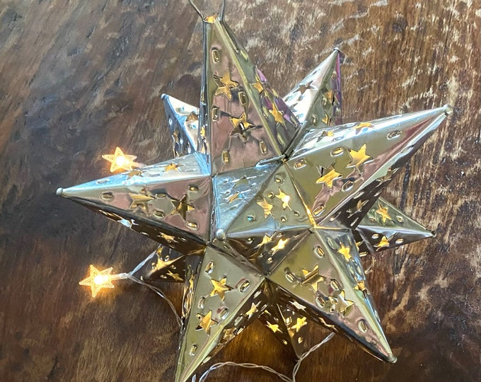 Moravian Punched Tin Star Ornament 12"-hanging Moroccan Metal Star ...