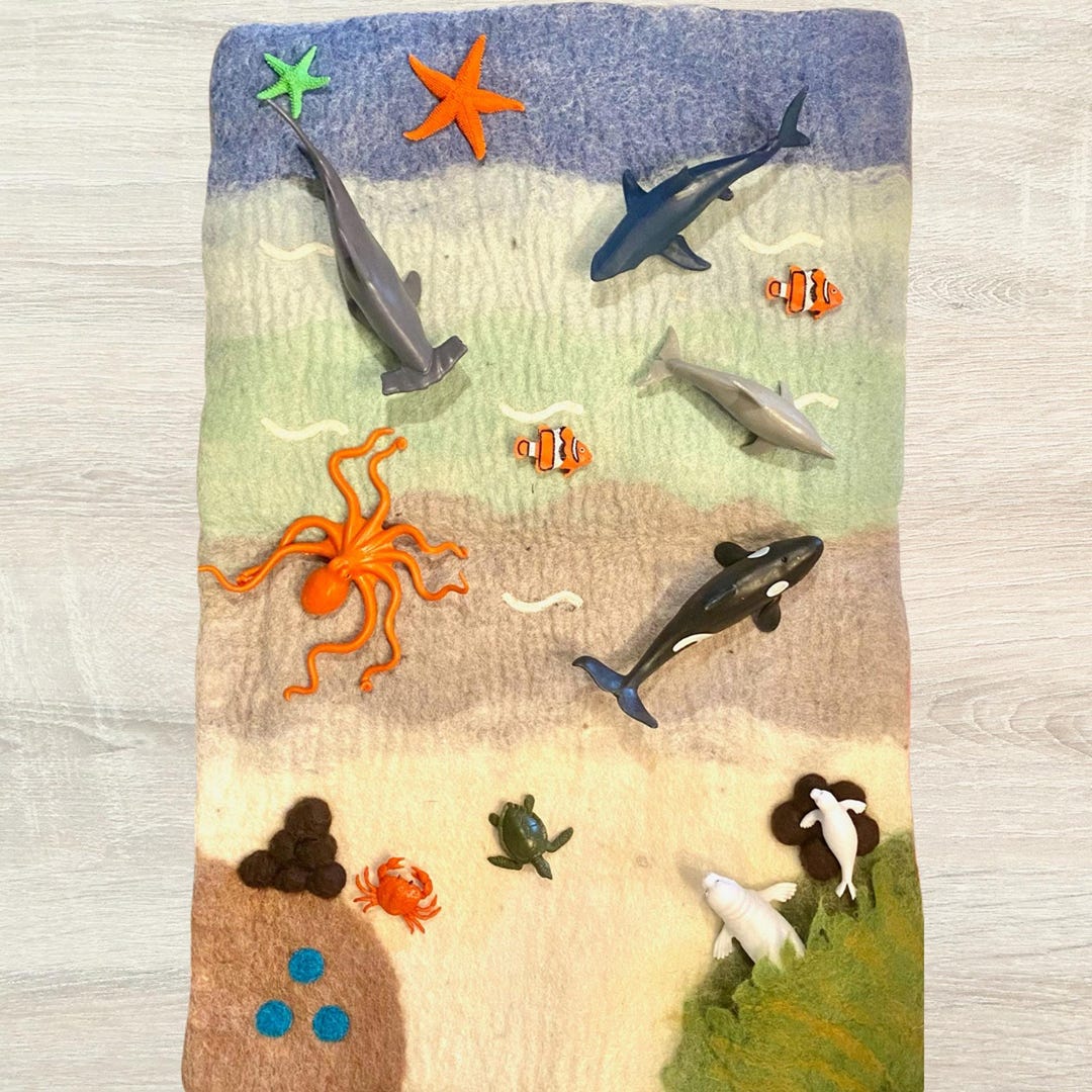 Large Sea, Beach and Rockpool-playscape Wool Felt Play Mat for Small ...