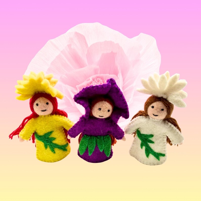 Felt Flower Fairy Finger Puppets: Eco-friendly Toys, Set of 3,child ...
