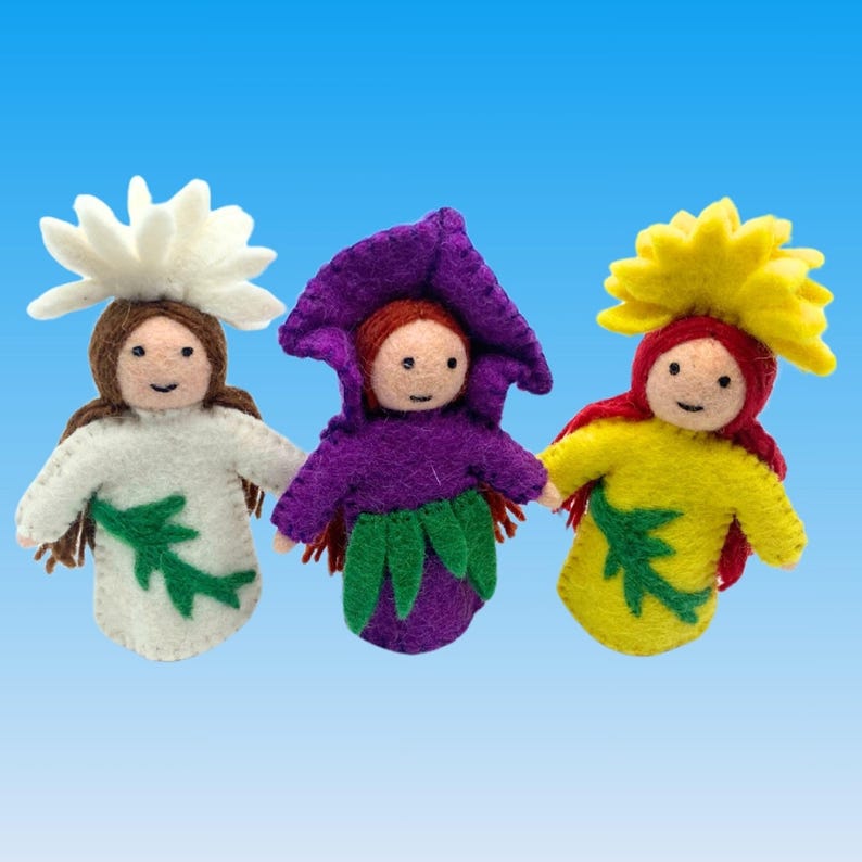 Felt Flower Fairy Finger Puppets: Eco-friendly Toys, Set of 3,child ...