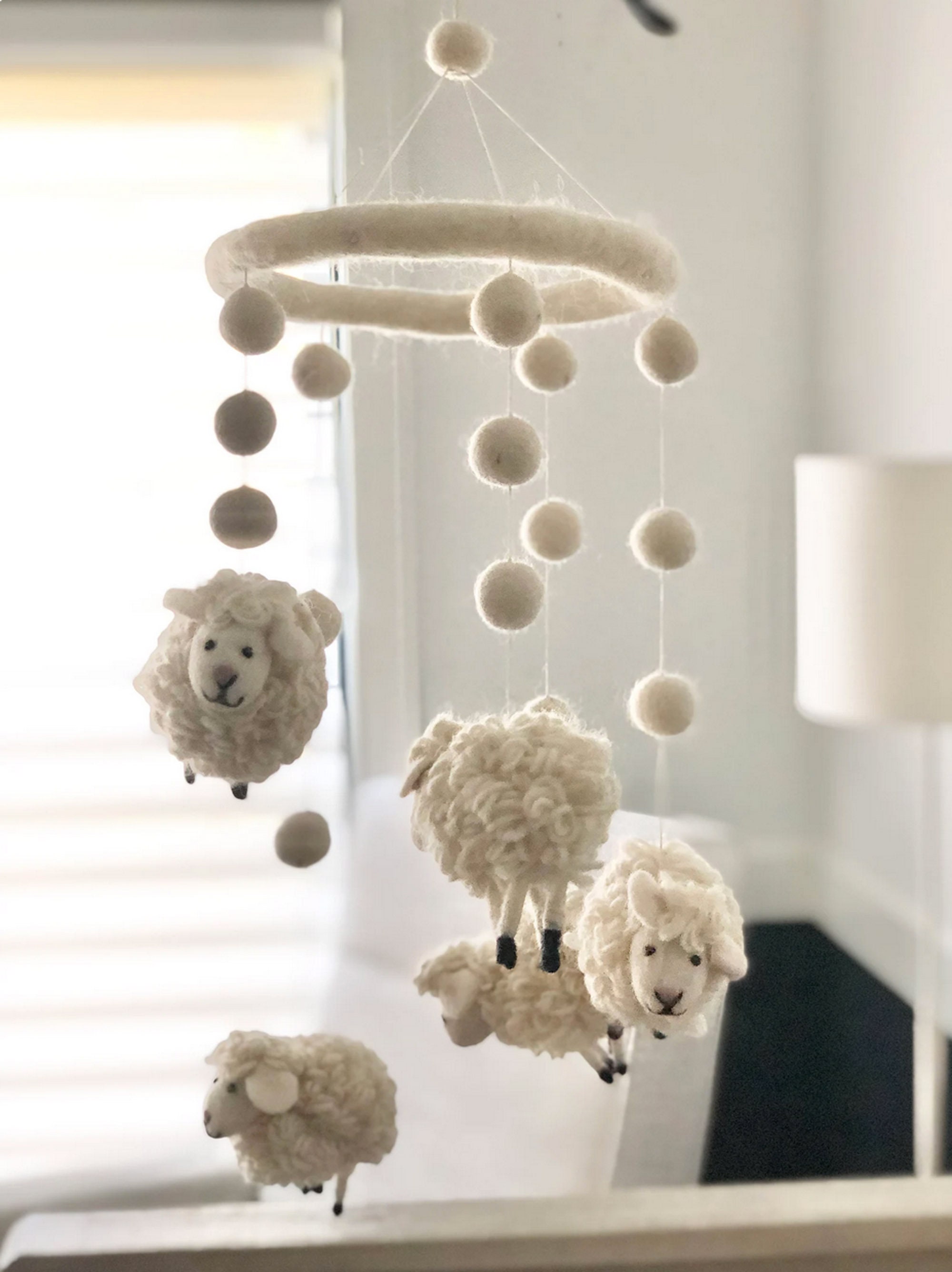 Mary Had a Little Lamb-sheep Crib Mobile for Nursery Handmade Natural ...