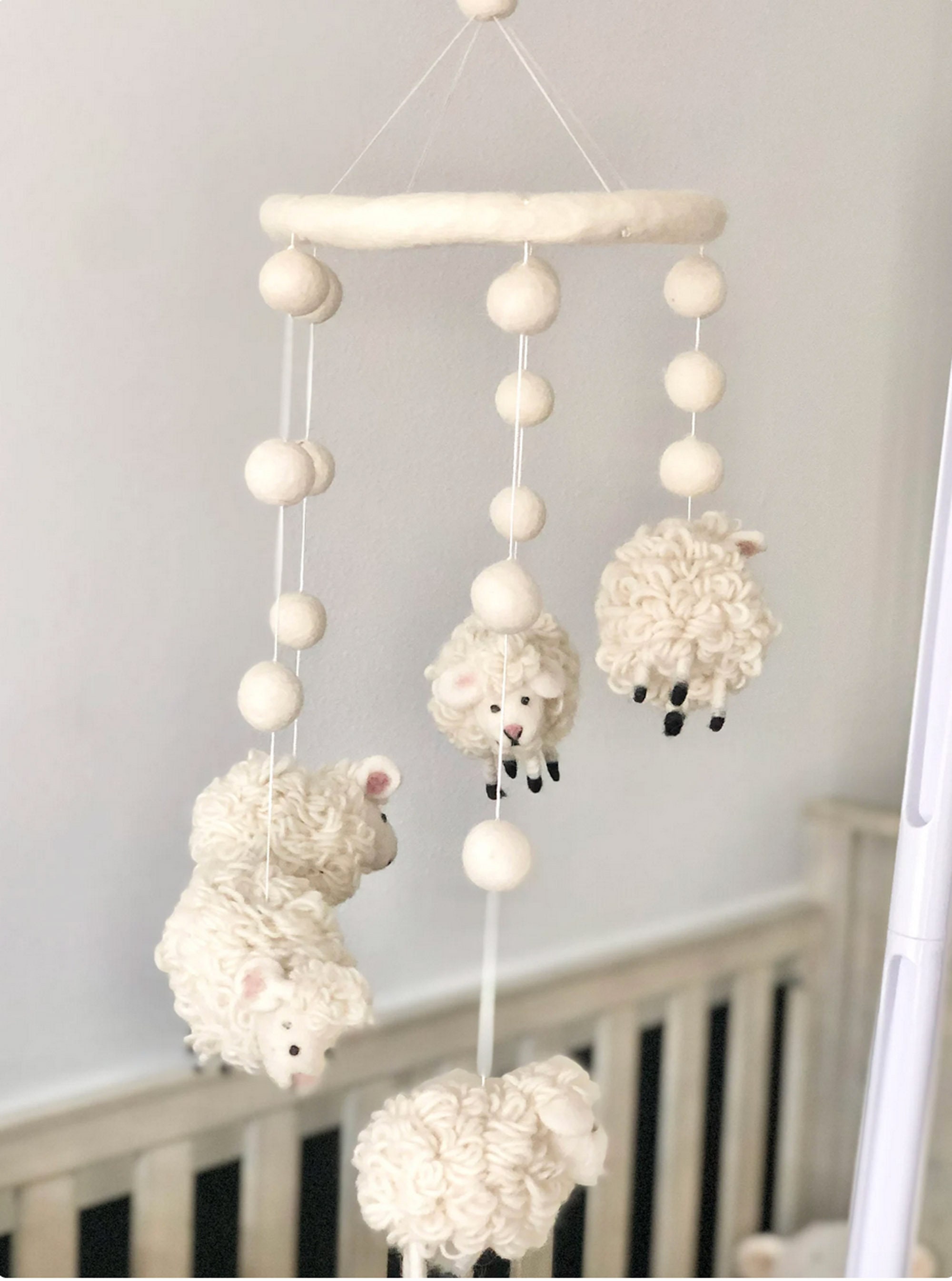 Mary Had a Little Lamb-sheep Crib Mobile for Nursery Handmade Natural ...