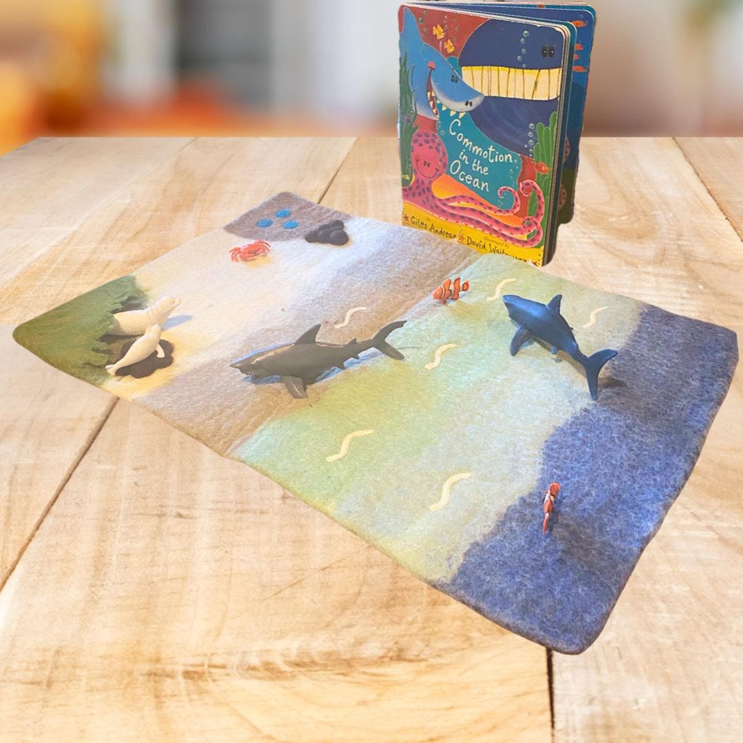 Handmade Wool Felt Ocean Playmat With 'commotion in the Ocean' Book - Etsy
