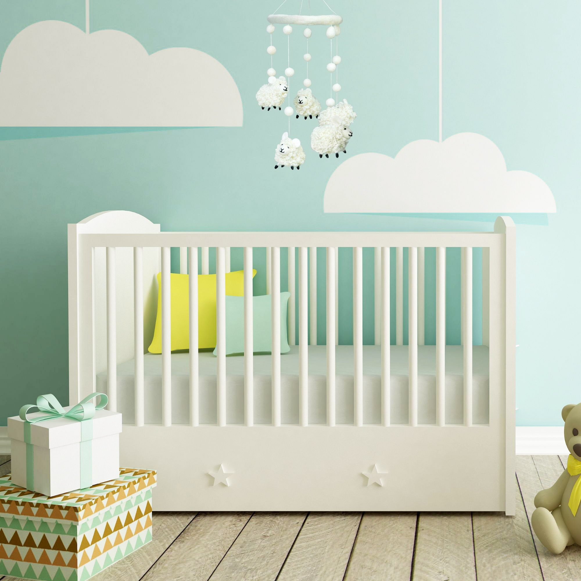 Mary Had a Little Lamb-sheep Crib Mobile for Nursery Handmade Natural ...