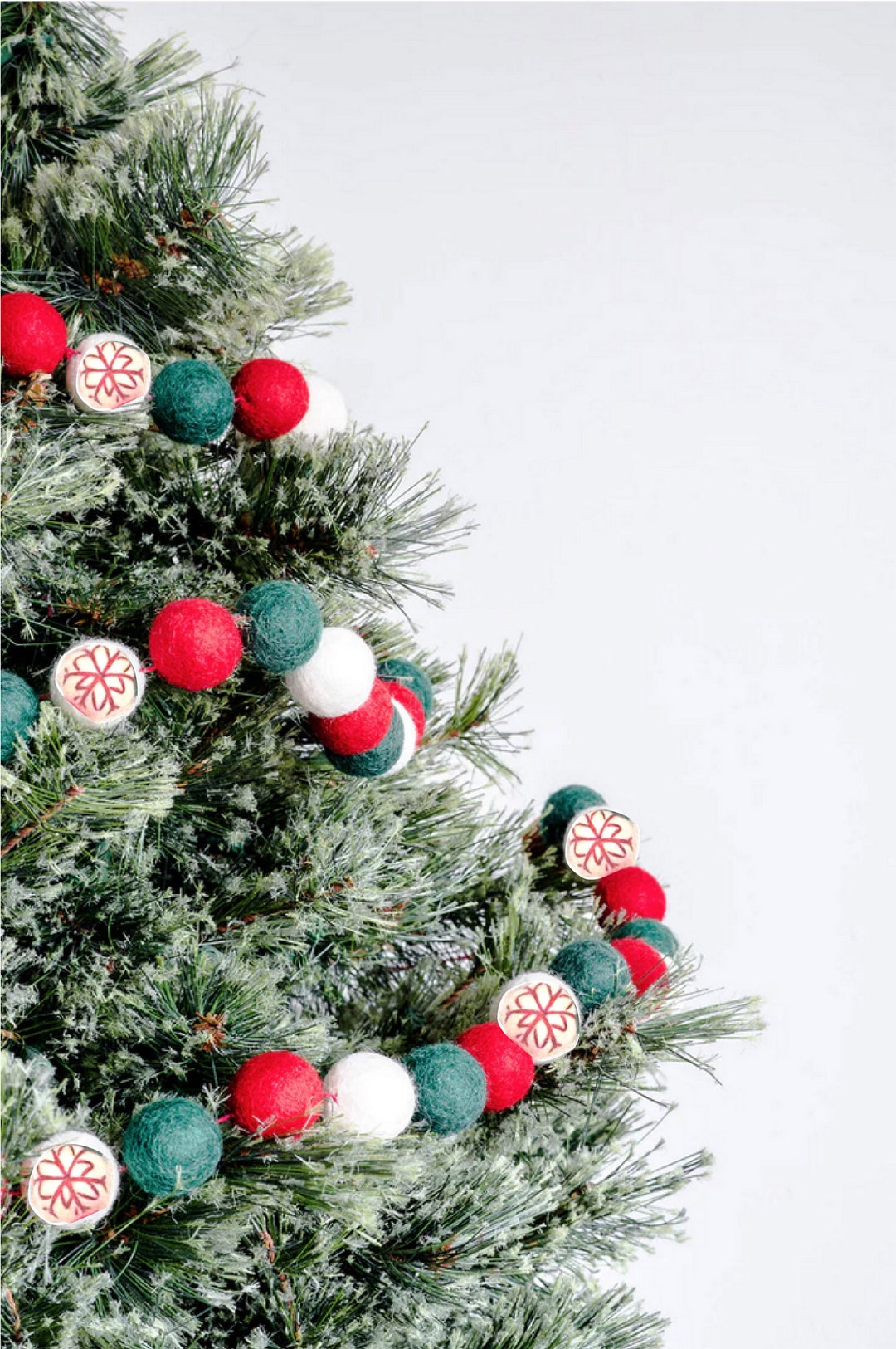 Snowflake Garland -handmade Embroidered Snowflake W/red Green and White ...