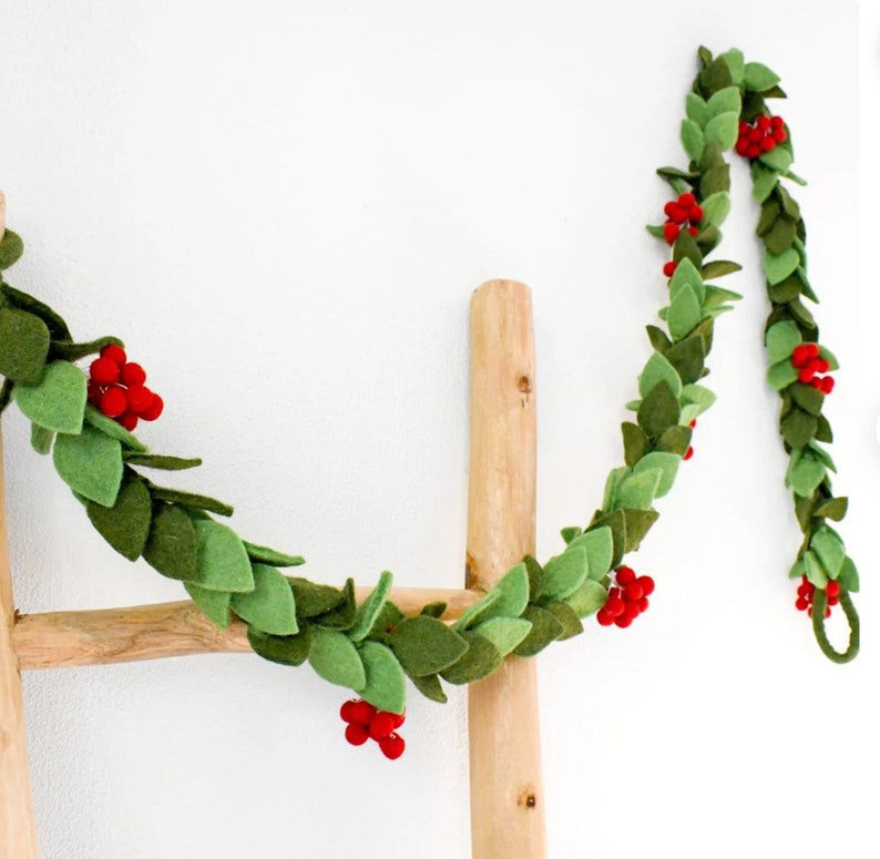 Mistletoe Christmas Garland-hand Felted Mistletoe Christmas Holiday ...