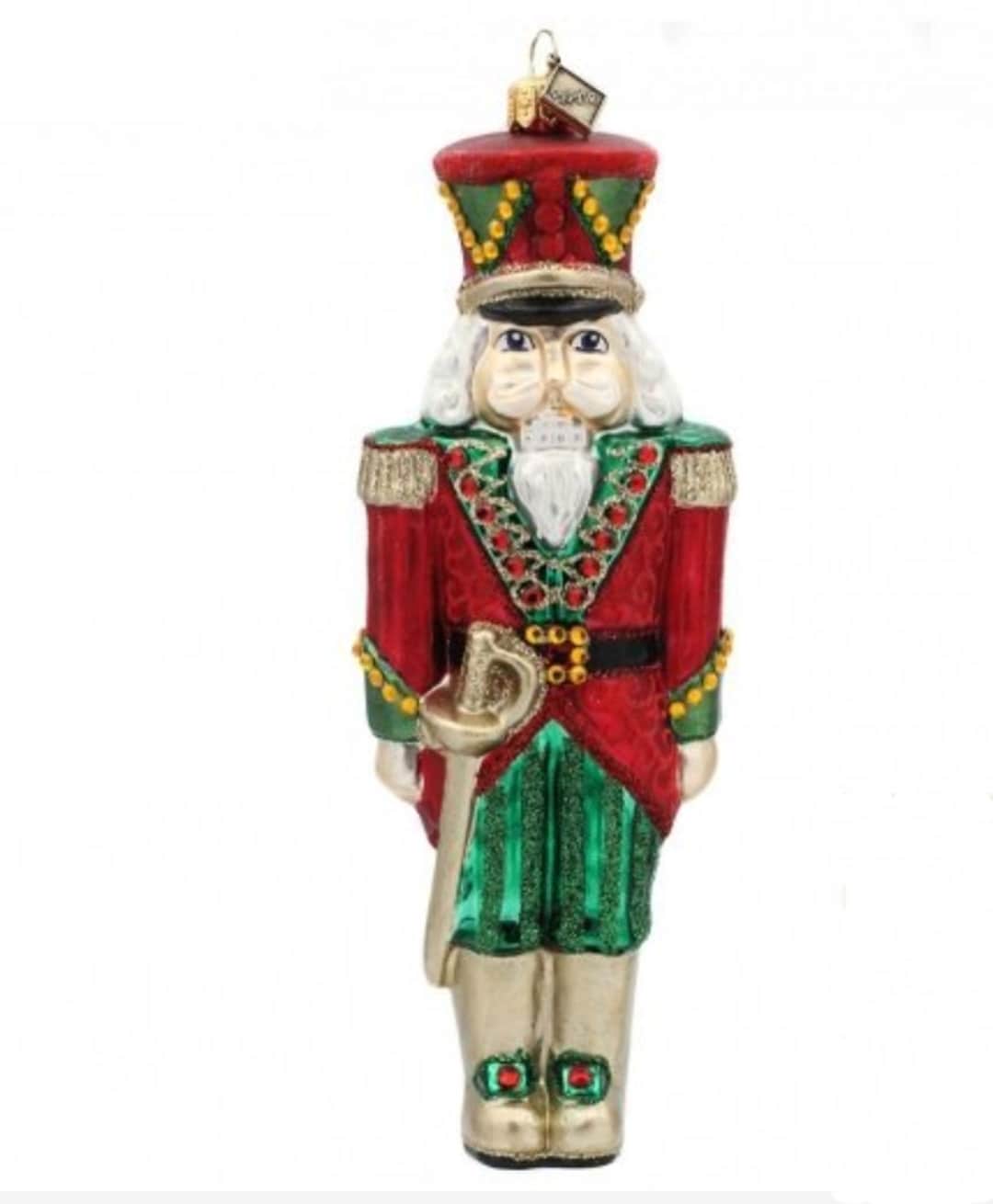 The Red Nutcracker With Saber- Handmade Glass Nutcracker Christmas ...