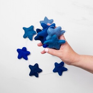 Handmade Felt Blue Ombre Stars Garland -patriotic Natural Wool Felt ...