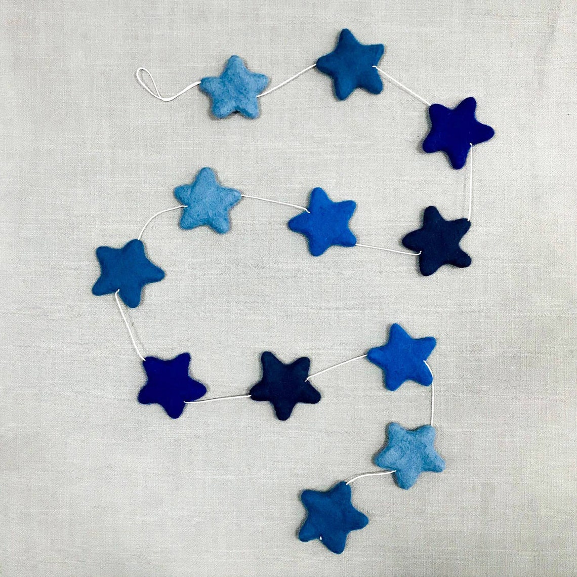 Handmade Felt Blue Ombre Stars Garland patriotic Natural Wool Felt ...