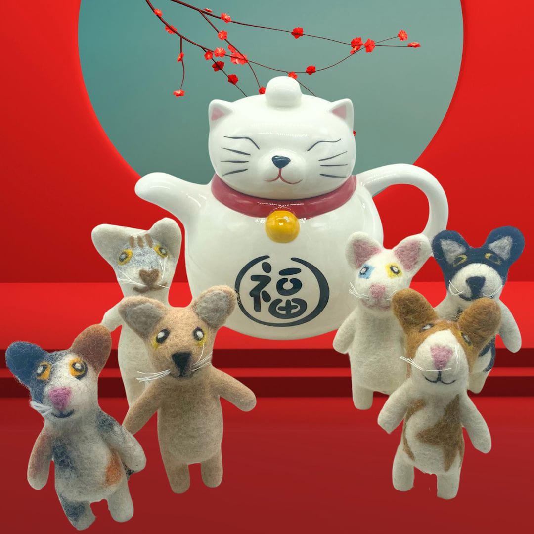 Felt Wool Kitty Cat Finger Puppets-set of 6-cat Finger Puppet, Tabby ...