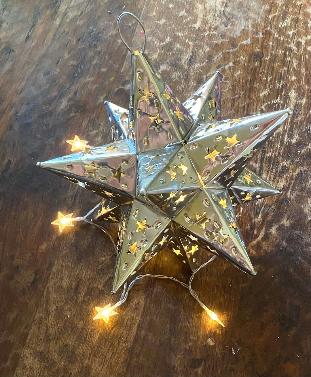 Moravian Punched Tin Star Ornament 12"-hanging Moroccan Metal Star ...