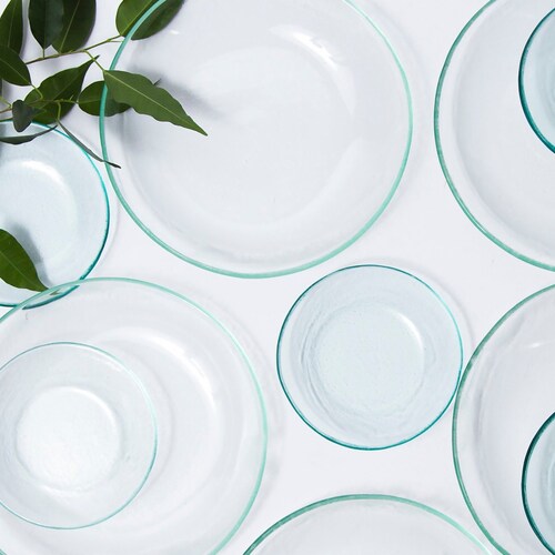 Set of 8 Clear Glass Plates Recycled Glass Plates Zero Waste - Etsy