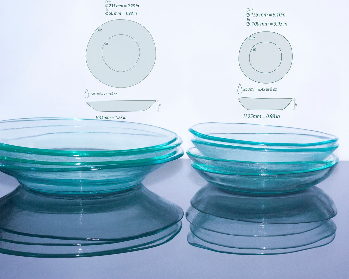 Set of 8 Glass Plates. Zero Waste Recycled Glass Plate With - Etsy