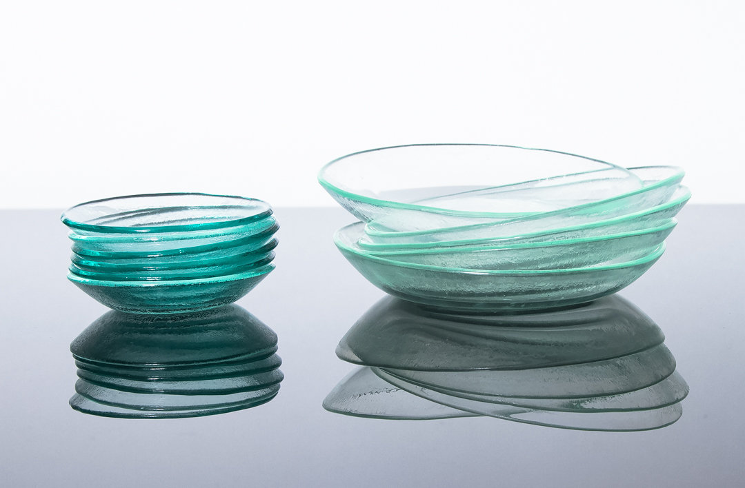 Clear Glass Plates, Dinnerware Set of 8, Handmade Gift for Zero Waste ...