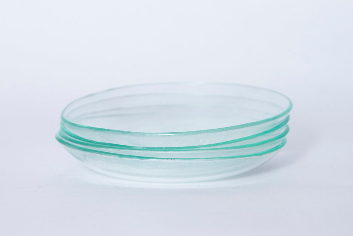 Set of Glass Plates Clear Glass Handmade Dinnerware - Etsy