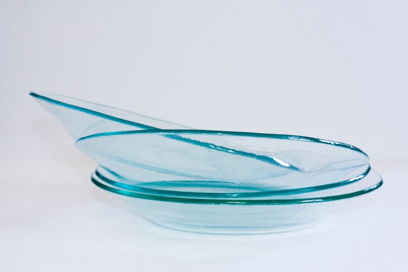 Set of 8 Glass Plates. Zero Waste Recycled Glass Plate With Minimalist ...