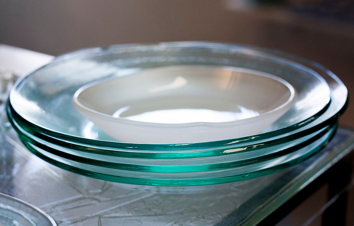 Set of 8 Glass Plates. Zero Waste Recycled Glass Plate With Minimalist ...