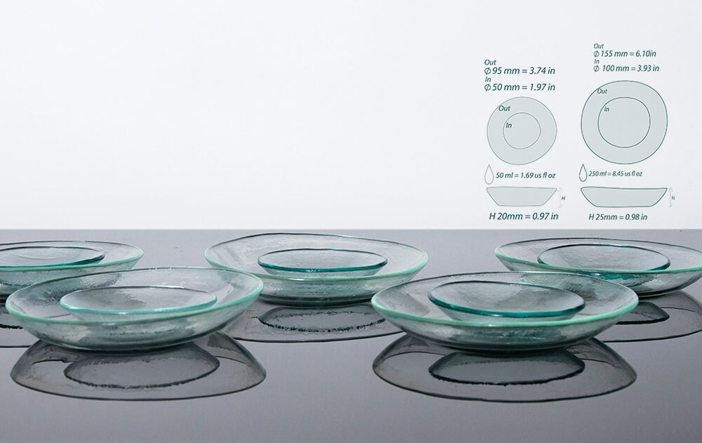 Clear Glass Plates, Dinnerware Set of 8, Handmade Gift for Zero Waste ...