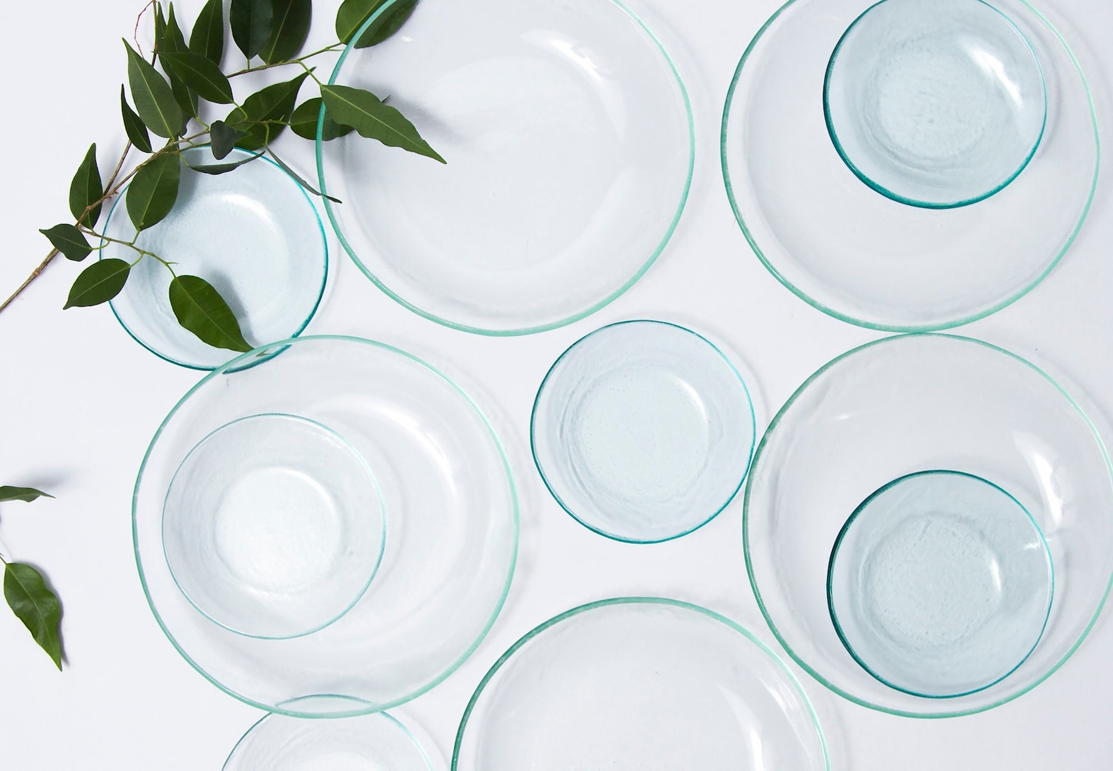 Clear Glass Plates, Dinnerware Set of 8, Handmade Gift for Zero Waste ...