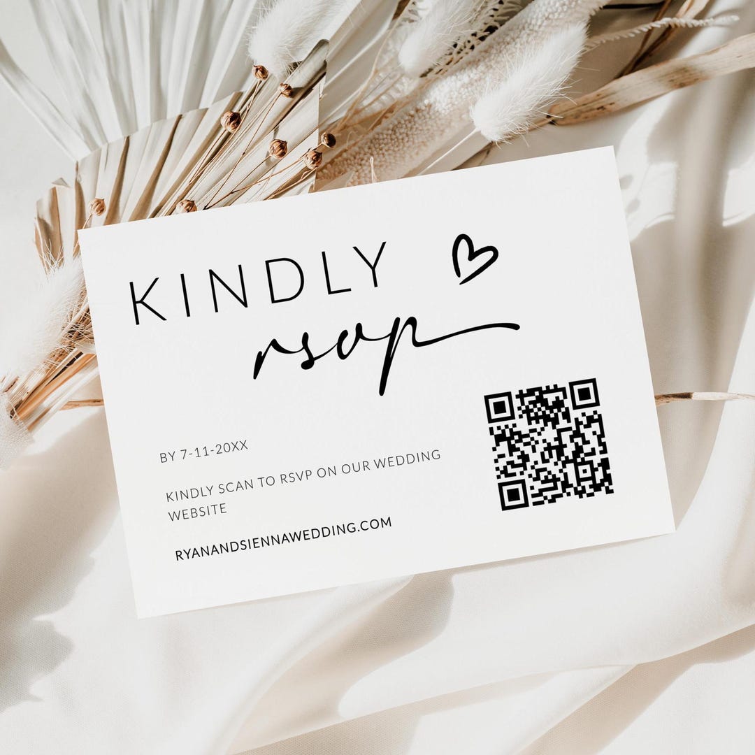 QR Code Response Card Template, QR Code Reply Card, Kindly Reply Card ...