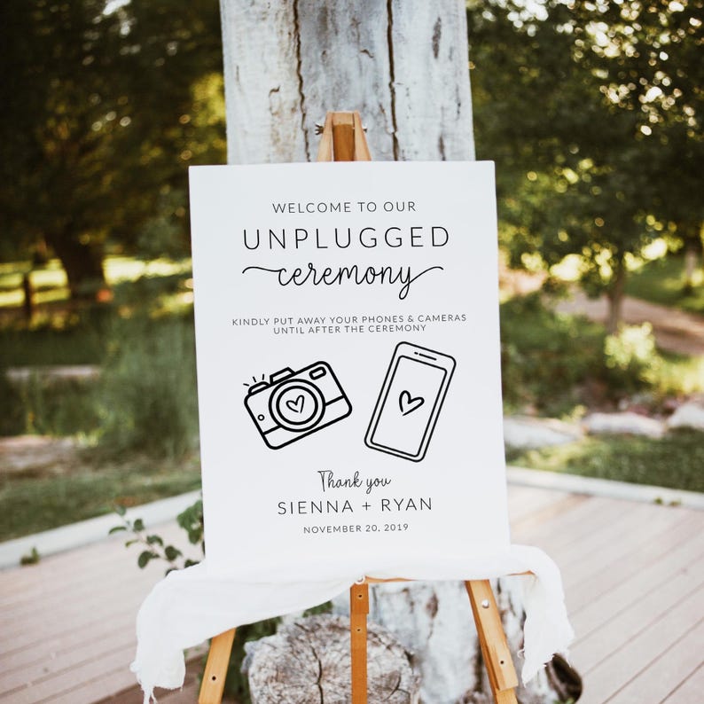 Unplugged Ceremony Sign Template, Printable Phone Free Wedding Ceremony ...