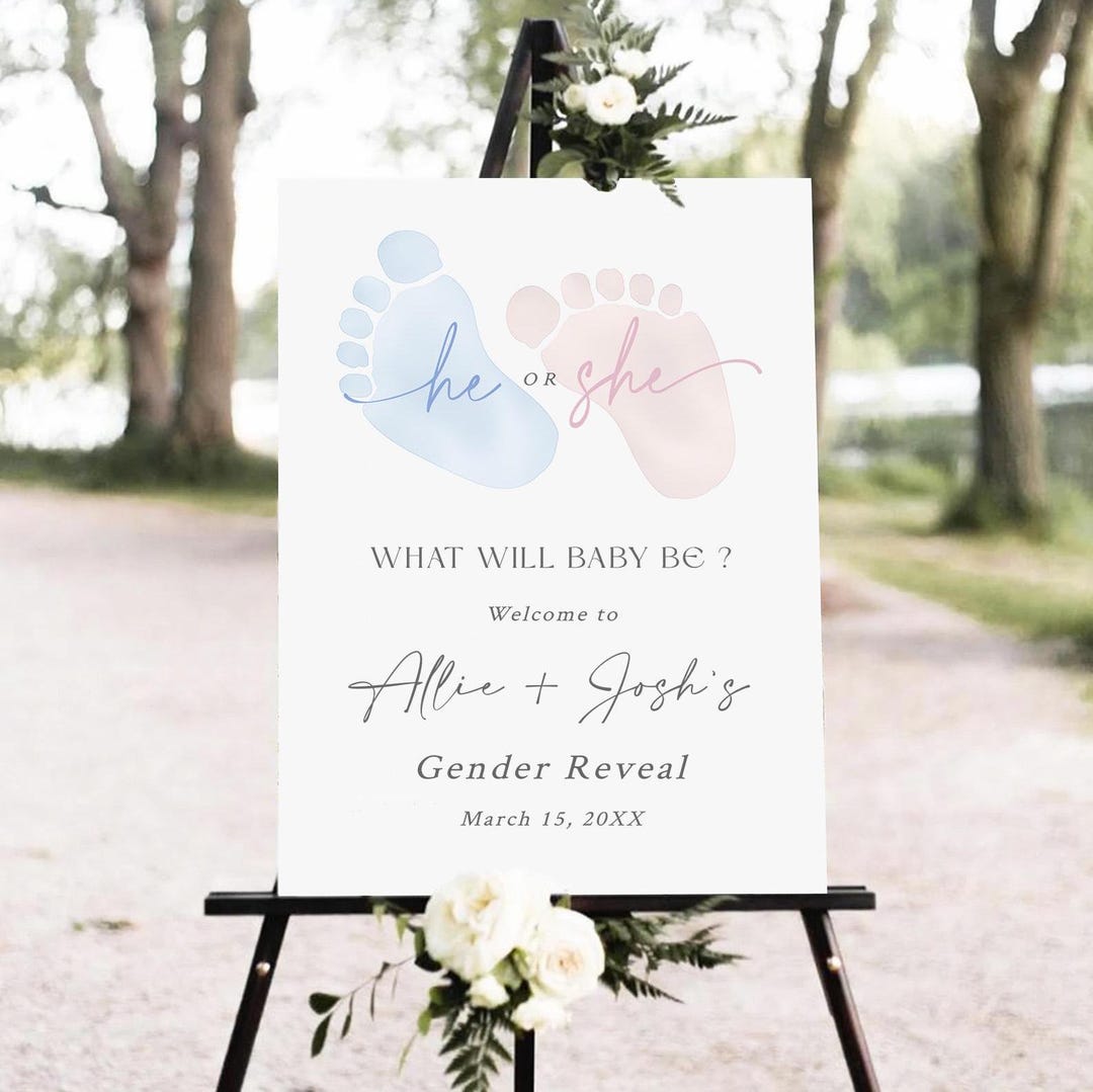 Gender Reveal Party Welcome Sign, He or She Welcome Poster Printable ...
