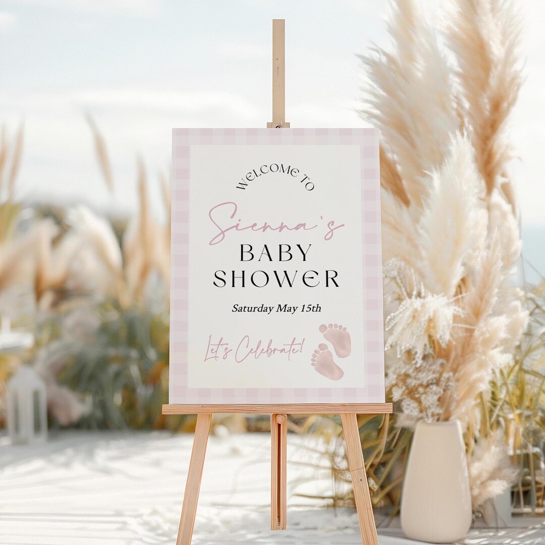 Girl Baby Shower Welcome Sign Template, Printable Pink Baby Shower ...