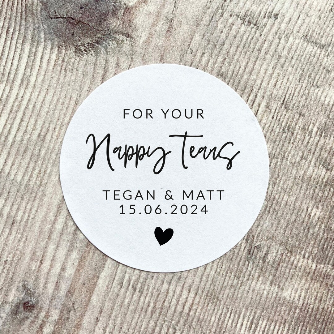 Personalised for Your Happy Tears Sticker, Modern Wedding Favour ...