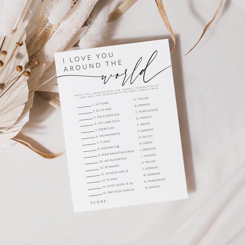 I Love You Around the World Game | Printable Love Translation Game ...