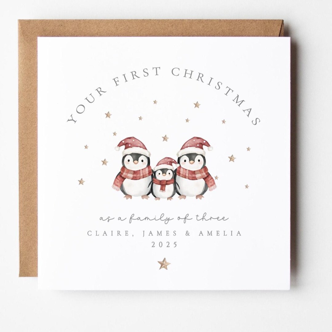 Personalised 1st Christmas as a Family Card, Baby's First Christmas ...