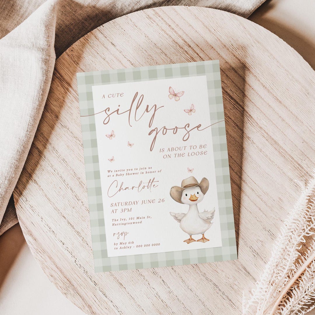 Silly Goose Baby Shower Invitation Template, Printable Goose Baby ...