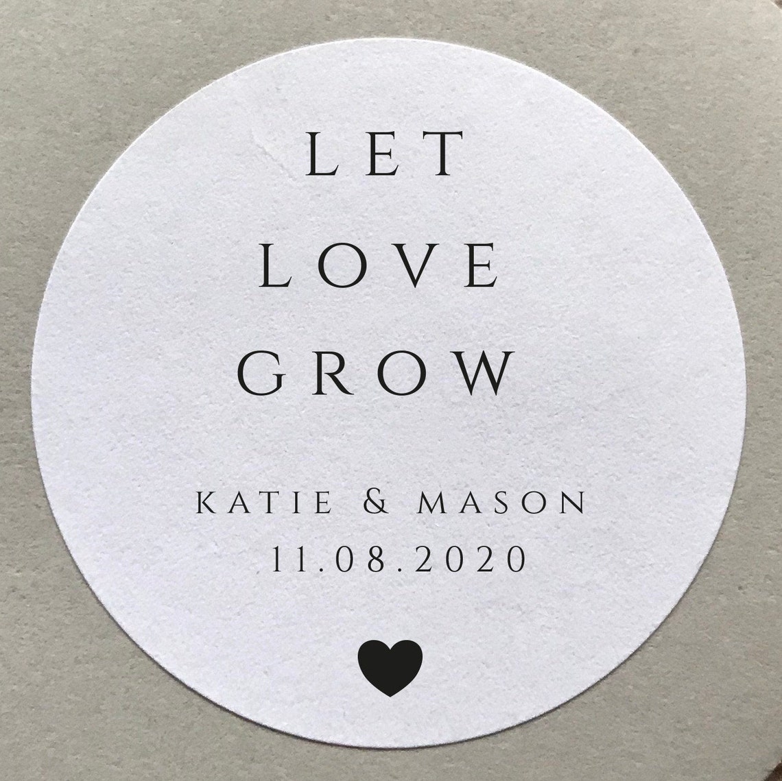Let Love Grow Stickers Wedding Favour Stickers Personalised | Etsy UK