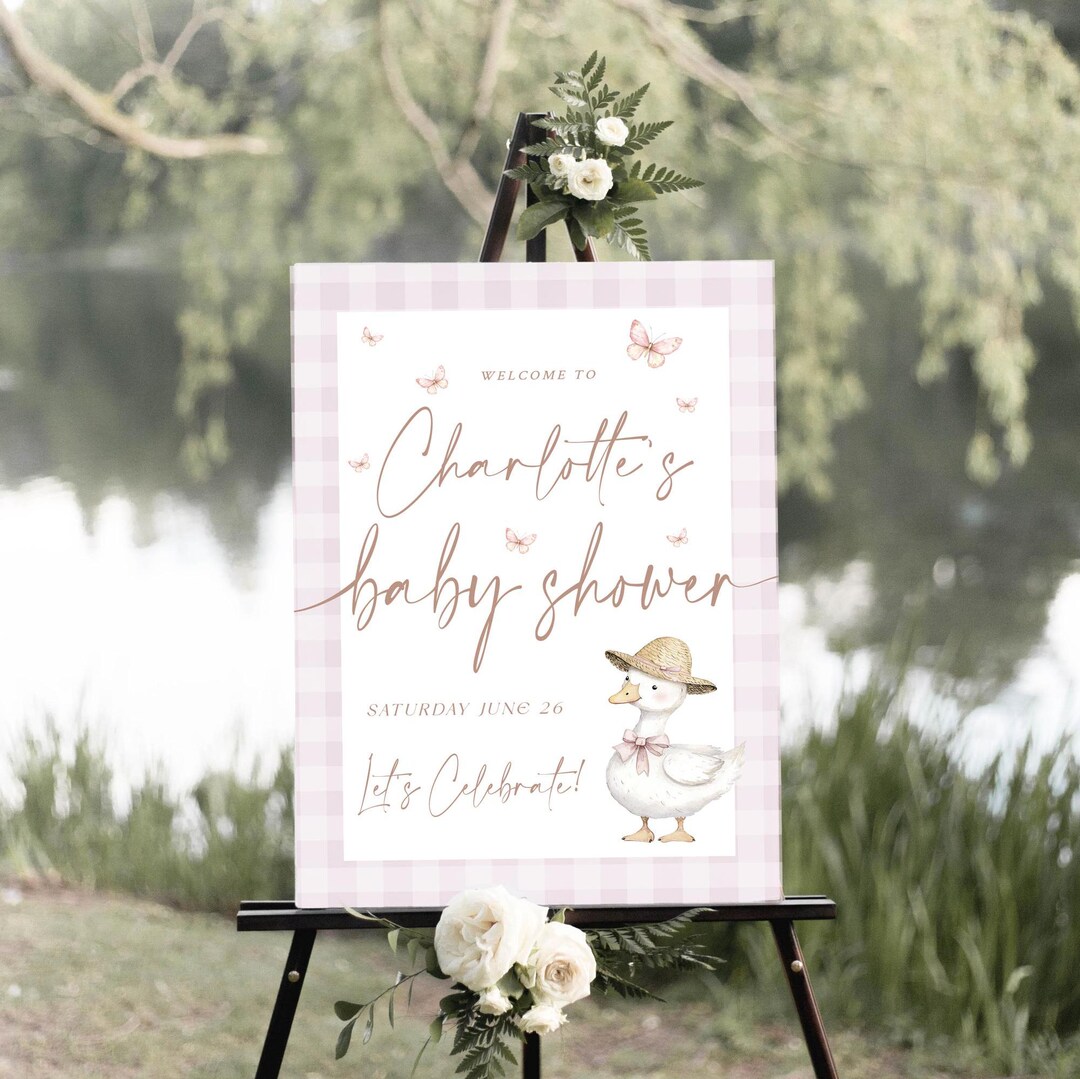 Silly Goose Welcome Sign, Pink Goose Baby Shower Welcome Sign Printable ...