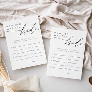 How Old Was the Bride Game Printable | Bridal Shower Game Template ...