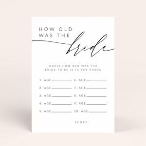 How Old Was the Bride Game Printable | Bridal Shower Game Template ...