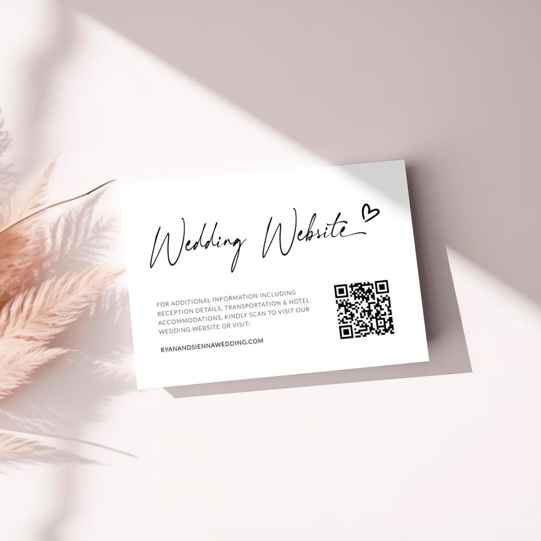 Wedding Website Insert Template, QR Code Wedding Website Card, RSVP ...