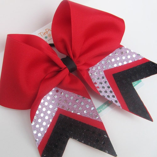 Cheer Bow Hot Pink and Black Chevron | Etsy