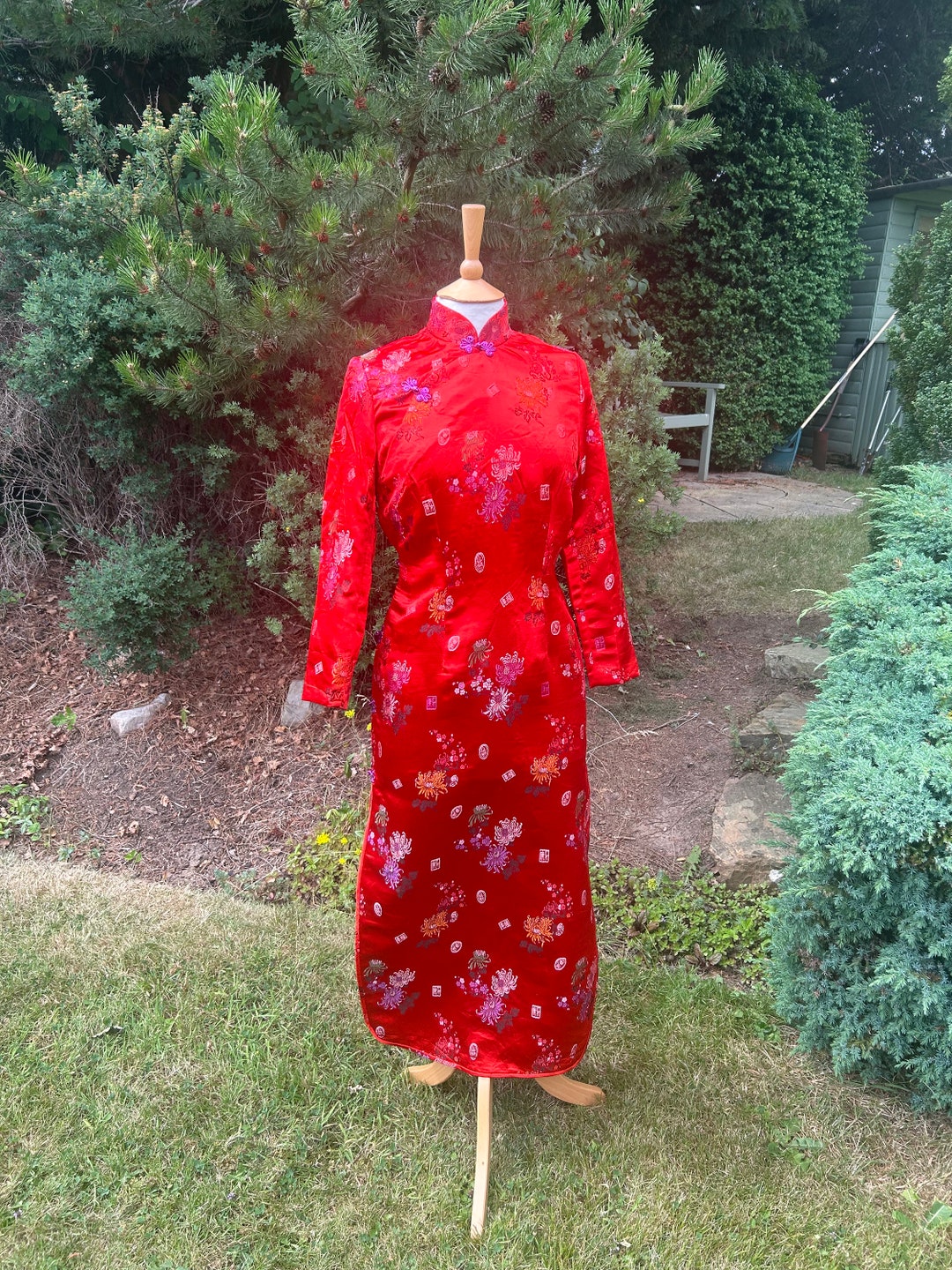 Gorgeous Vintage Red and Gold Cheongsam 1970s Dress - Etsy