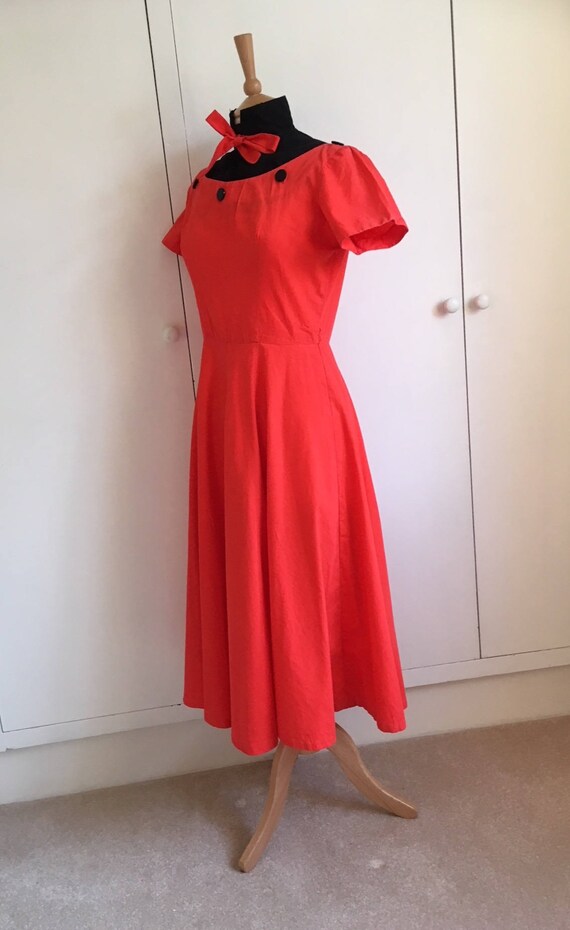 Gorgeous Fiery Red/Orange 1950's fit and flare dres… - Gem