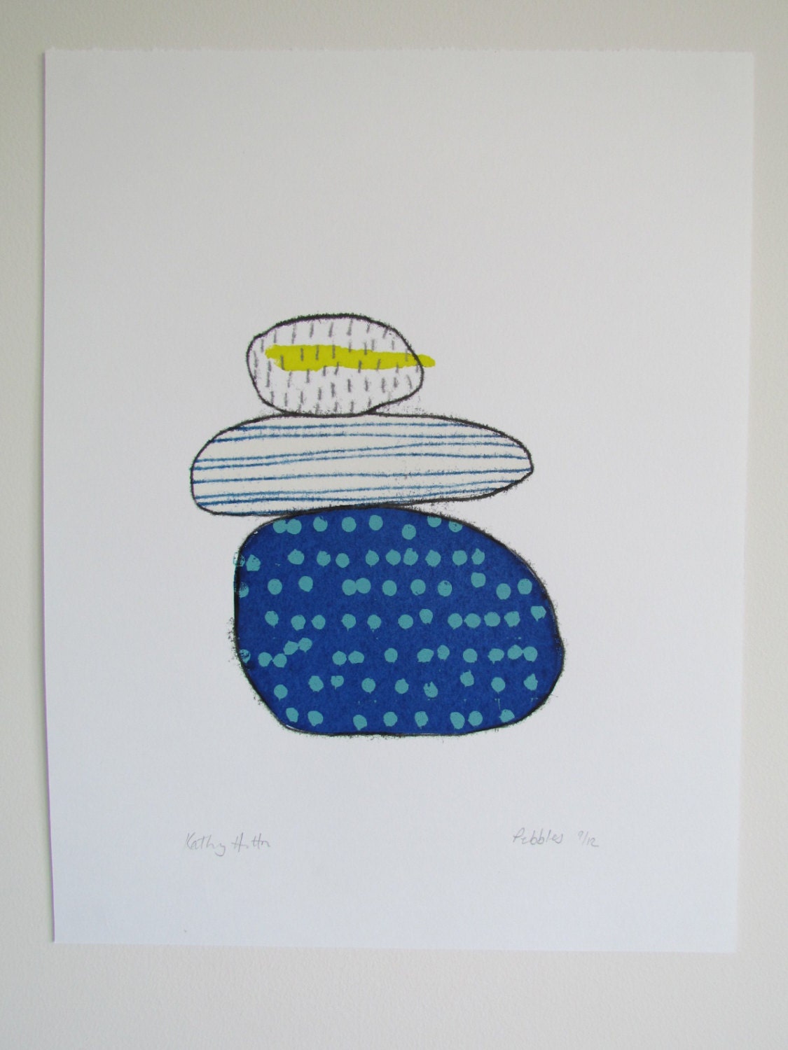 Minimalistic Coastal Pebbles Print. Handmade Original - Etsy
