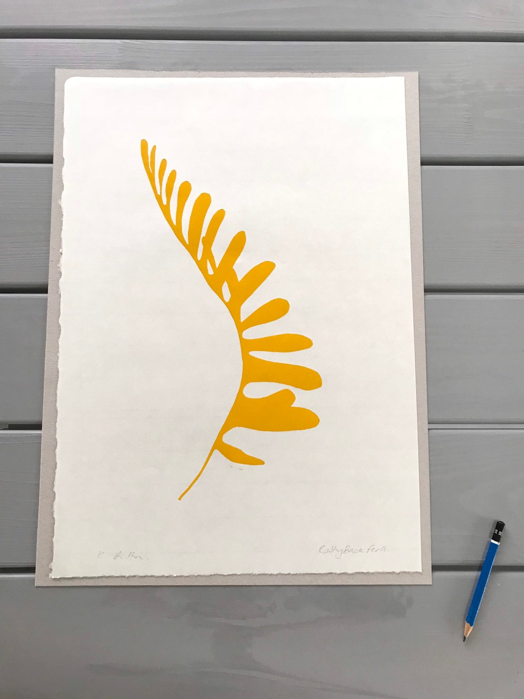 Golden Yellow Rusty Back Fern, Bold Coloured Silhouette, Bold Botanical ...