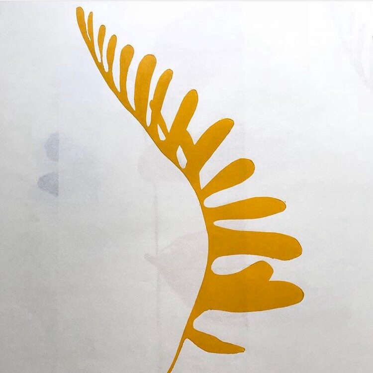 Golden Yellow Rusty Back Fern, Bold Coloured Silhouette, Bold Botanical ...